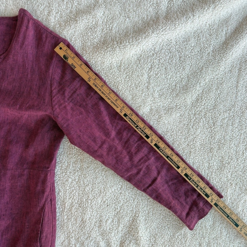 Flax | Dresses | Flax Long Linen Dress Large Dark Berry Button Up ...